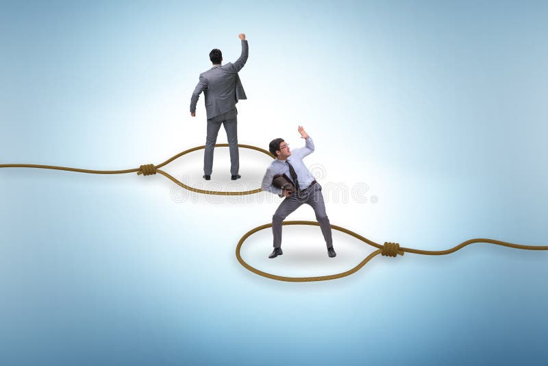 Business People Trapped by a Rope Stock Photo - Image of frustrated ...