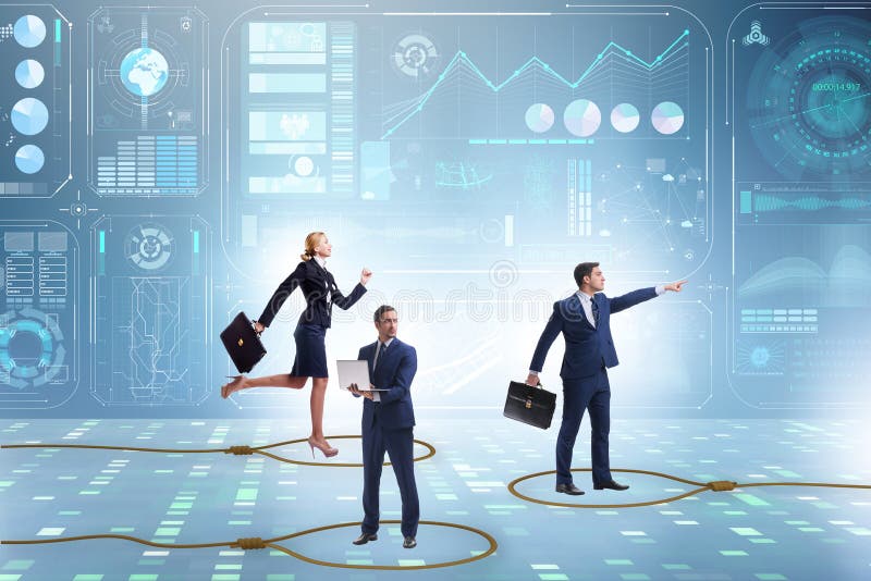 Business People Trapped by a Rope Stock Image - Image of struggle ...