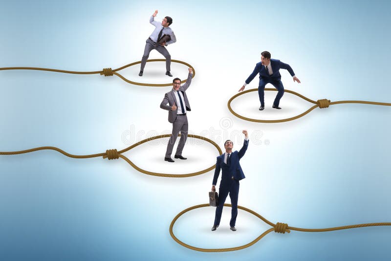 Business People Trapped by a Rope Stock Photo - Image of hopelessness ...