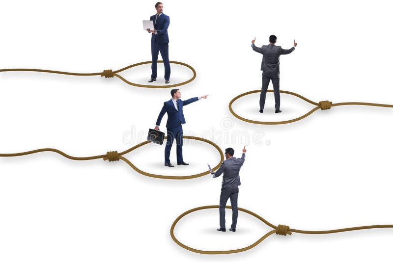 Business People Trapped by a Rope Stock Image - Image of challenge ...