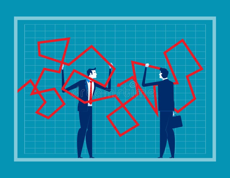 Business People Trying To Change Line Graph. Concept Business Vector ... Business People Trying To Change Line Graph. Concept Business Vector ...