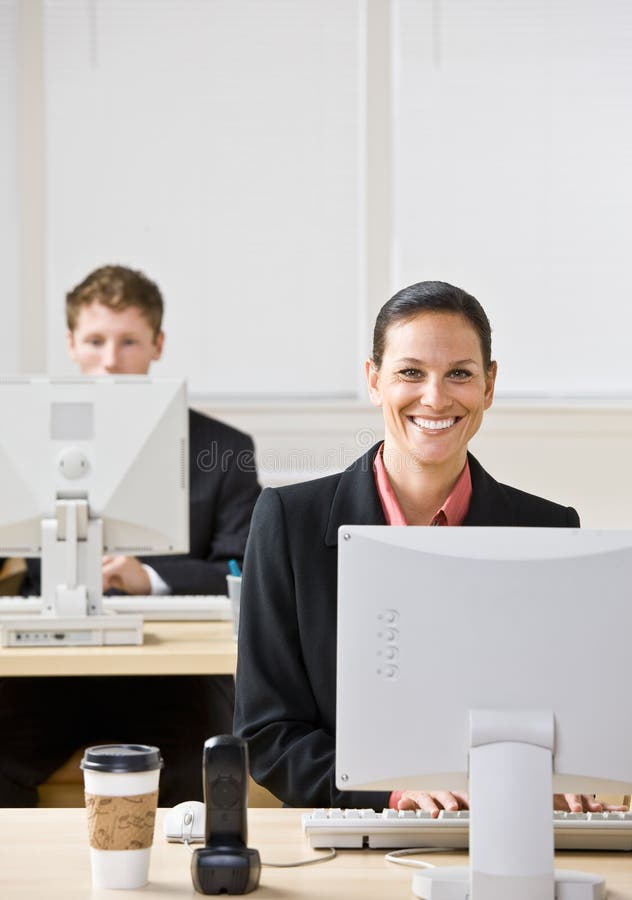 Positive Business People Working at Computers Stock Photo - Image of ...