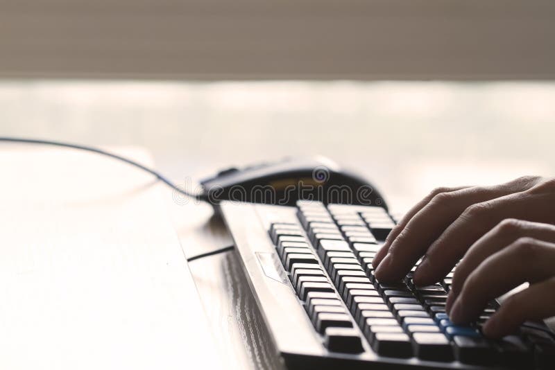 Computer Typing Keyboard and Workbench, Working and Office Stock Photo ...