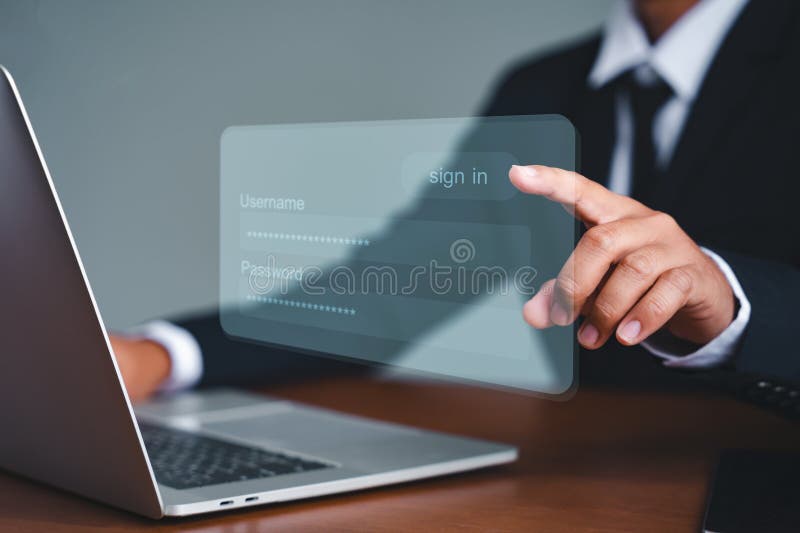 Business People Use Computers To Log in To Internet and Corporate ...