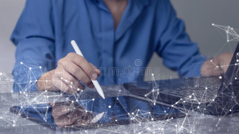 Business People Use Internet Connection and Big Data Global Network ...