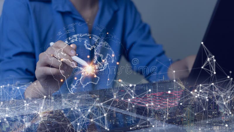 Business People Use Internet Connection and Big Data Global Network ...