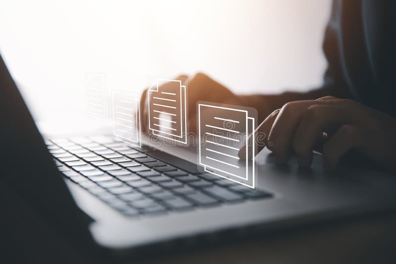 Business People Use Laptop To Manage Electronic Documents the Concept ...