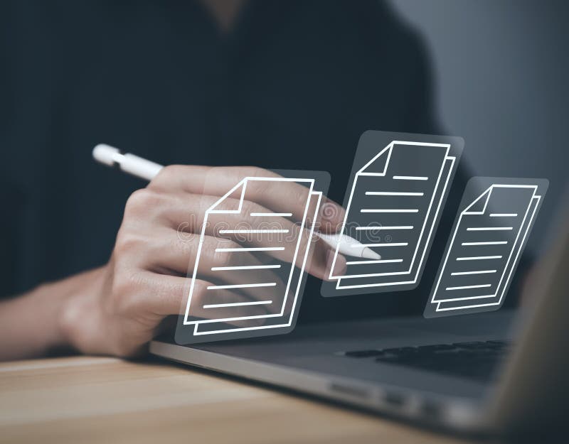 Business People Use Laptop To Manage Electronic Documents the Concept ...