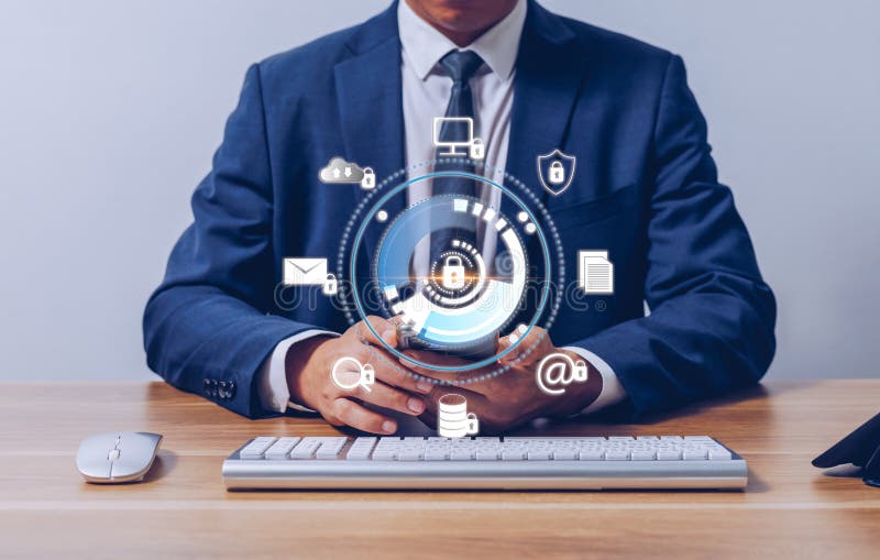 Business People Use Mobile Data Security System Concept and Data ...