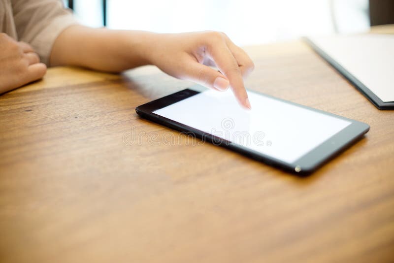 Business People Use Tablet on the Table Stock Photo - Image of hand ...