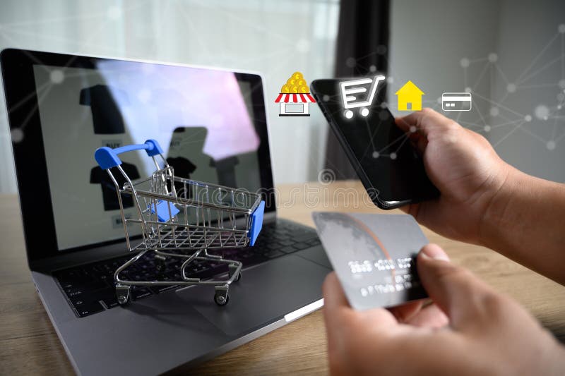 Business People Use Technology E-commerce Internet Global Marketing ...