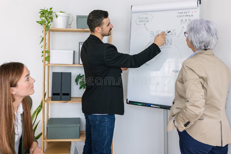 Business People Using Board during a Brainstorm during a Meeting Stock ...