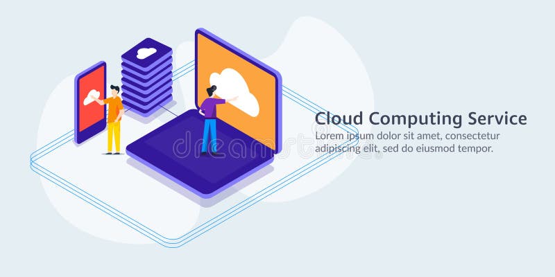 Business People Using Cloud Computing Technology, Secure Cloud Database ...