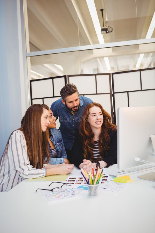 Business People Using Computer in Meeting Room Stock Photo - Image of ...