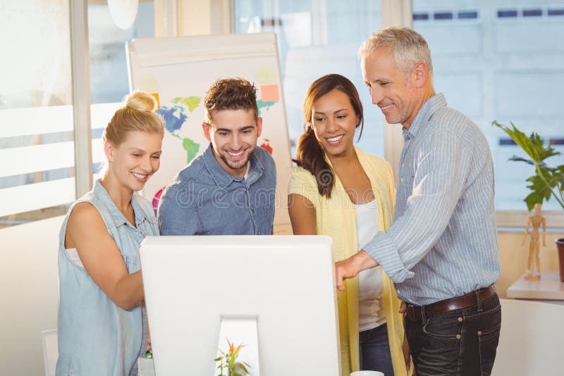 Business People Using Computer in Meeting Room Stock Image - Image of ...
