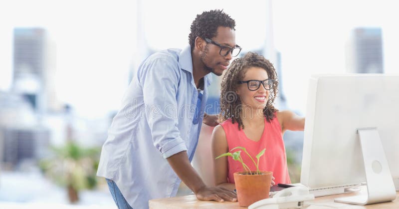 Business People Using Computer in Office Stock Image - Image of frame ...