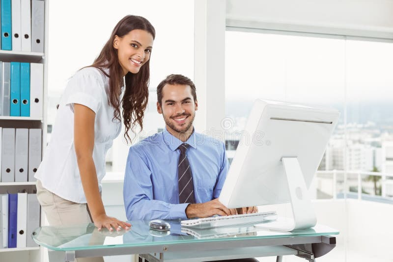 Business People Using Computer in Office Stock Photo - Image of ...
