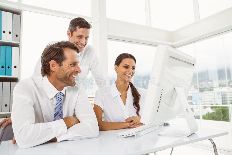 Business People Using Computer in Office Stock Image - Image of ...