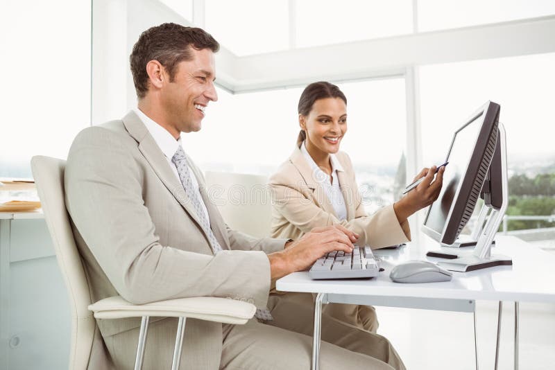 Business People Using Computer in Office Stock Photo - Image of ...