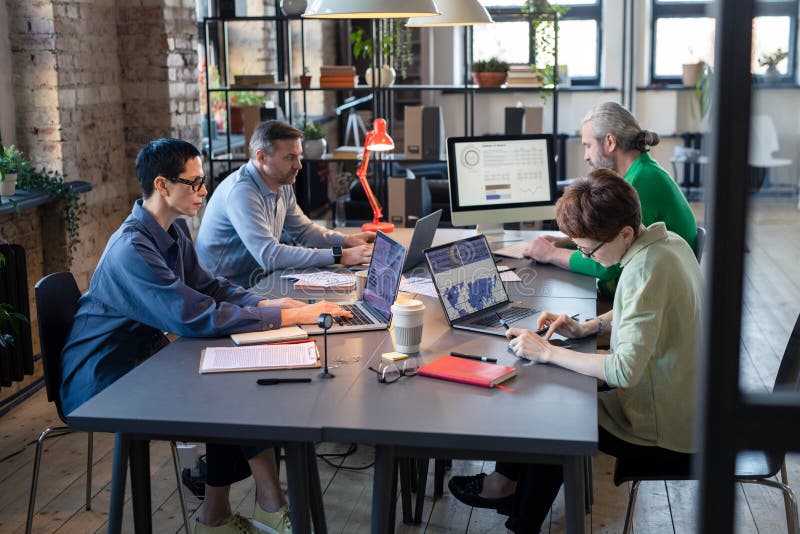 Business People Using Computers at Work Stock Image - Image of ...