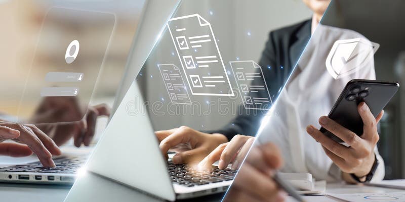 A Business People Using Face Scan To Cyber Security for His Saving ...