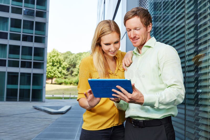 Business People Using Internet Connection with Tablet Computer Stock ...