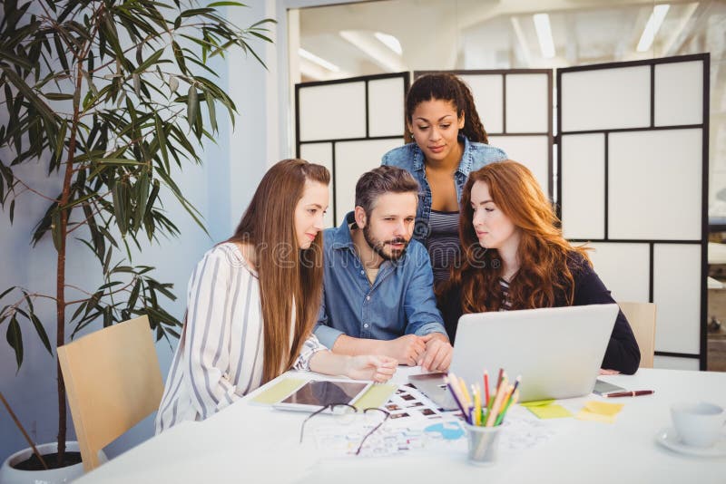 Business People Using Laptop in Meeting Room Stock Photo - Image of ...