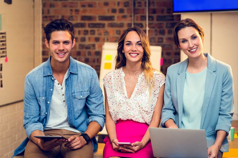 Business People Using Laptop, Mobile Phone and Digital Tablet Stock ...