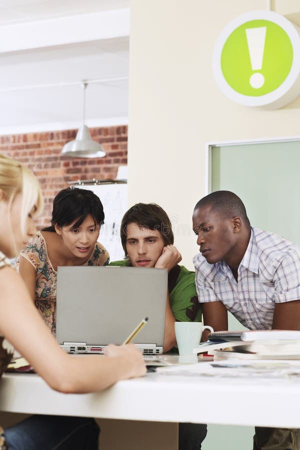 Business People Using Laptop in Office Stock Image - Image of ...