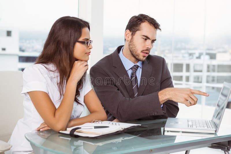 Business People Using Laptop in Office Stock Image - Image of front ...