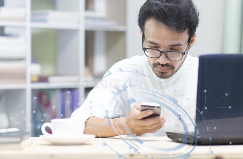 People Using Mobile Phone at Workplace and Preparing Order Store for ...