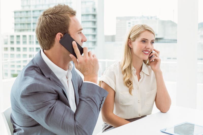 Business People Using Mobile Phones Stock Image - Image of phone ...