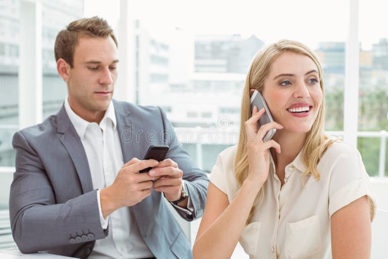 Business People Using Mobile Phones Stock Image Image Of