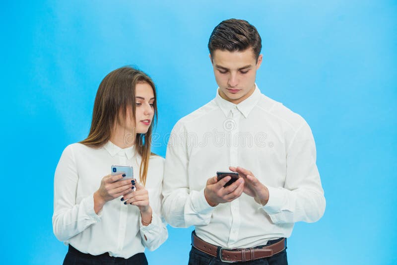 Business People Using Smartphones, Completing Some Work Tasks Against ...