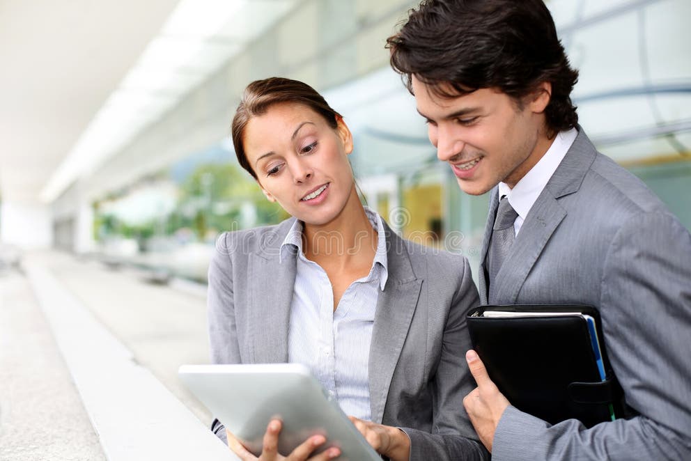 Business People Using Tablet Stock Photo - Image of beautiful, tablet ...