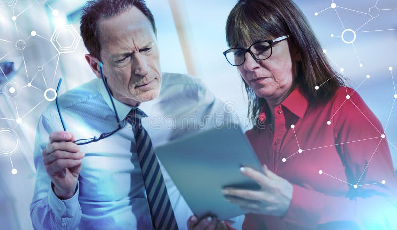 Business People Using Tablet Light Effect Stock Illustration ...