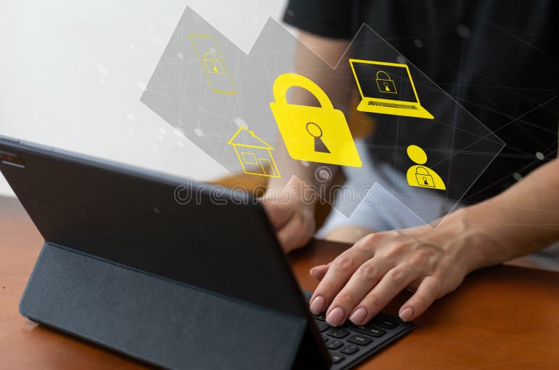 Business People Using Tablet Pc With Virtual Screen Login To Personal
