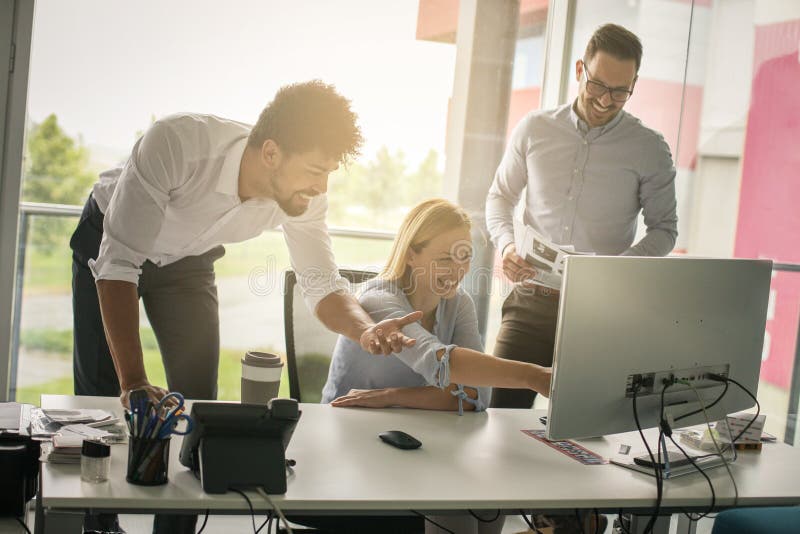 Business People Using Technology and Having Conversation. Busine Stock ...