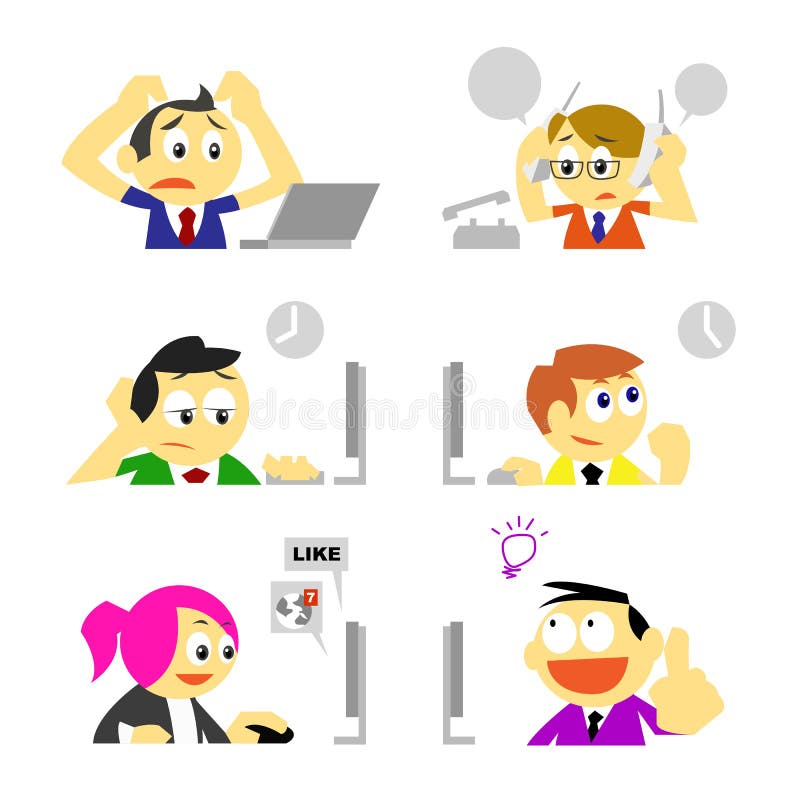 Business People and Various Behavior in Office Stock Illustration ...