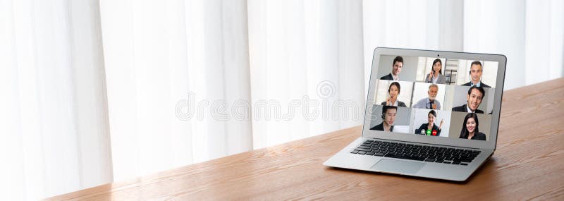 Business People on Video Conference for Modish Virtual Group Meeting ...