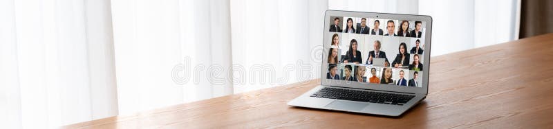 Business People on Video Conference for Modish Virtual Group Meeting ...