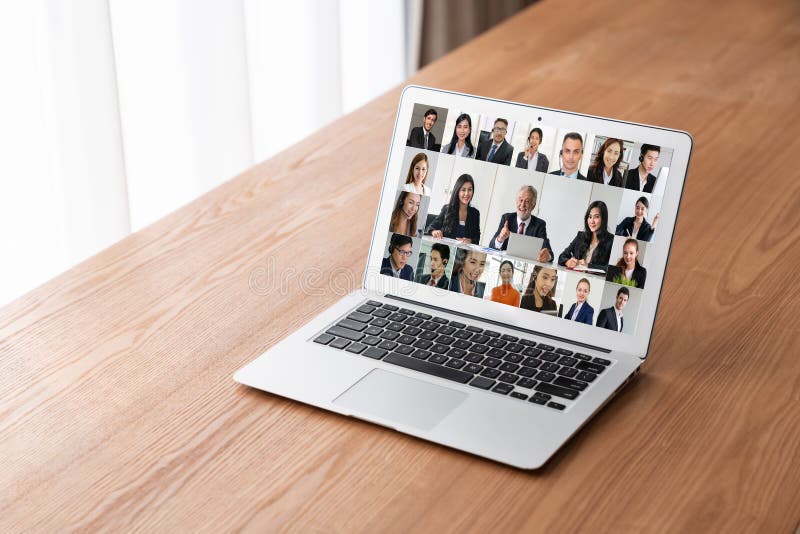 Business People on Video Conference for Modish Virtual Group Meeting ...