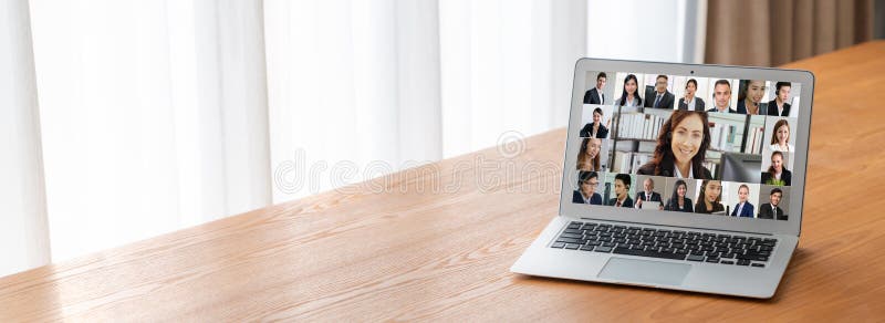 Business People on Video Conference for Modish Virtual Group Meeting ...