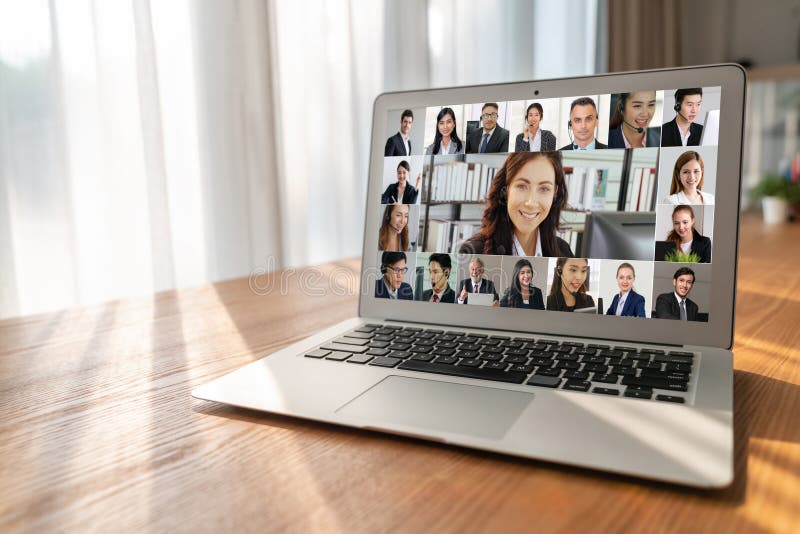 Business People on Video Conference for Modish Virtual Group Meeting ...