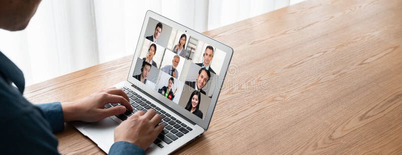 Business People on Video Conference for Modish Virtual Group Meeting ...