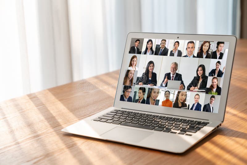 Business People on Video Conference for Modish Virtual Group Meeting ...