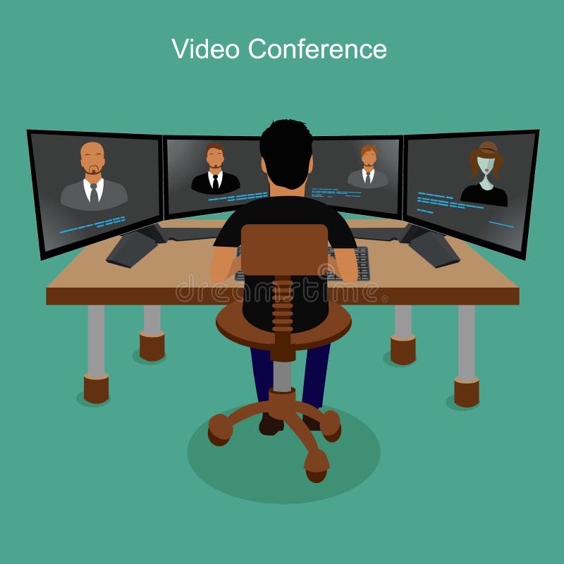 Business People Video Conferencing, Vector Illustration Stock Vector ...