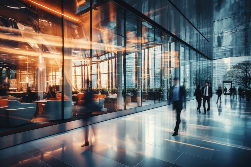 Business People Walking in the Building. Motion Blur Stock Photo ...