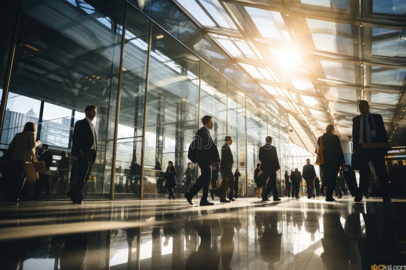 Business People Walking in the Building. Motion Blur Stock Illustration ...