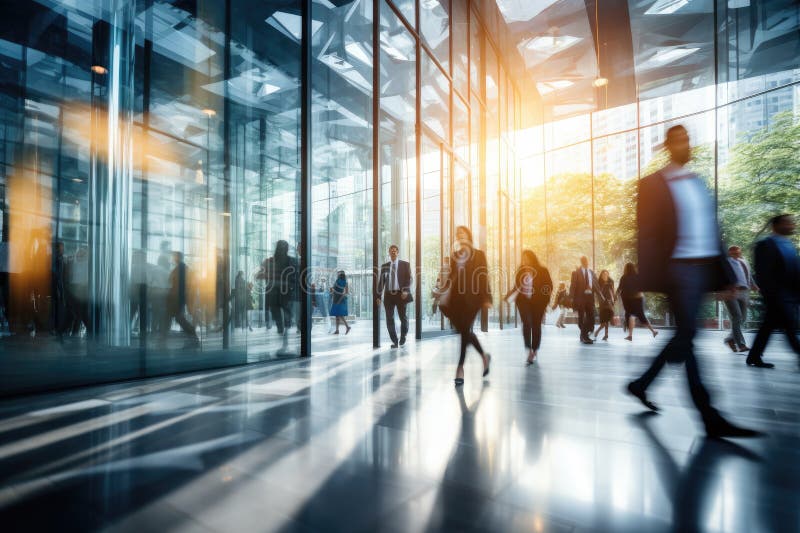Business People Walking in the Building. Motion Blur Stock Image ...